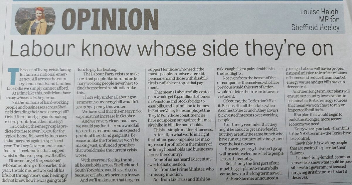 Cost-of-living - Louise Haigh MP - Louise Haigh MP
